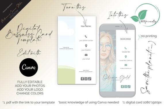 Digital Business Card Template 01 | Etsy