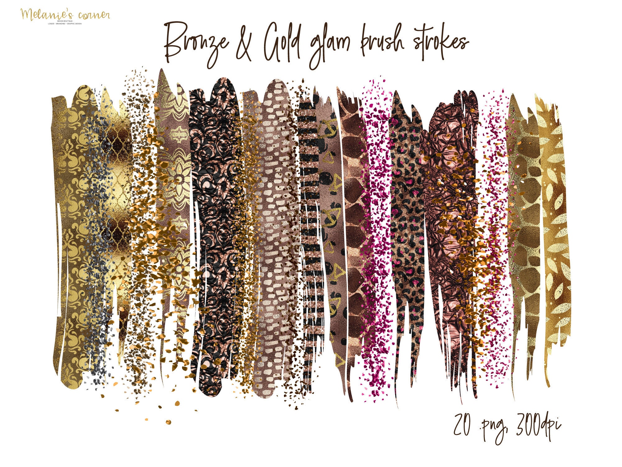 Brush Strokes Clipart Bronze and Gold 12 - Etsy UK