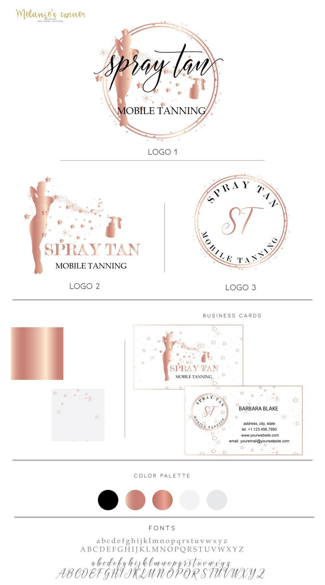 Logo Design Spray Tan Logo Mobile Tanning Logo Rose Gold Logo | Etsy