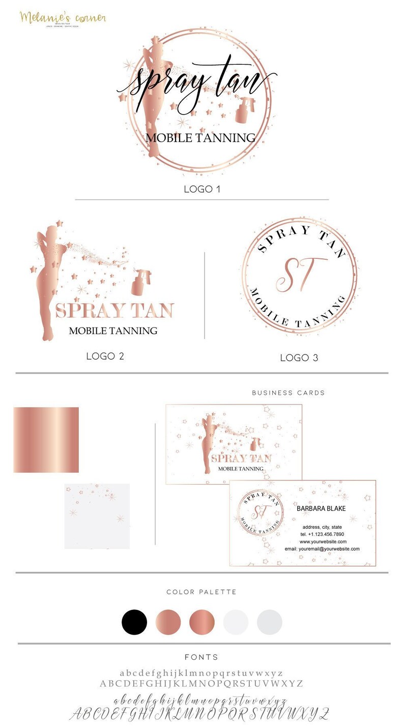 Logo Design Spray Tan Logo Mobile Tanning Logo Rose Gold Logo - Etsy