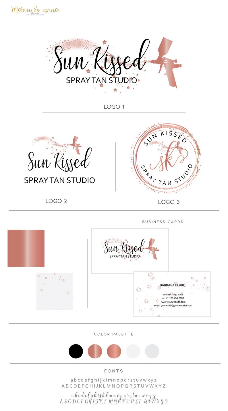 Spray Tan Logo Logo Design Mobile Tanning Logo Rose Gold Logo | Etsy