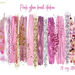 Pink Glitter Brush Strokes Clipart (digital Download) - Etsy
