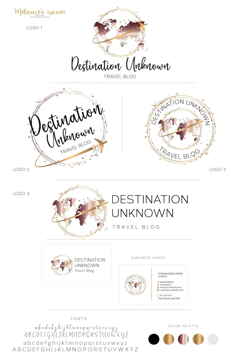 Travel Blog Logo World Map Logo 430 - Etsy