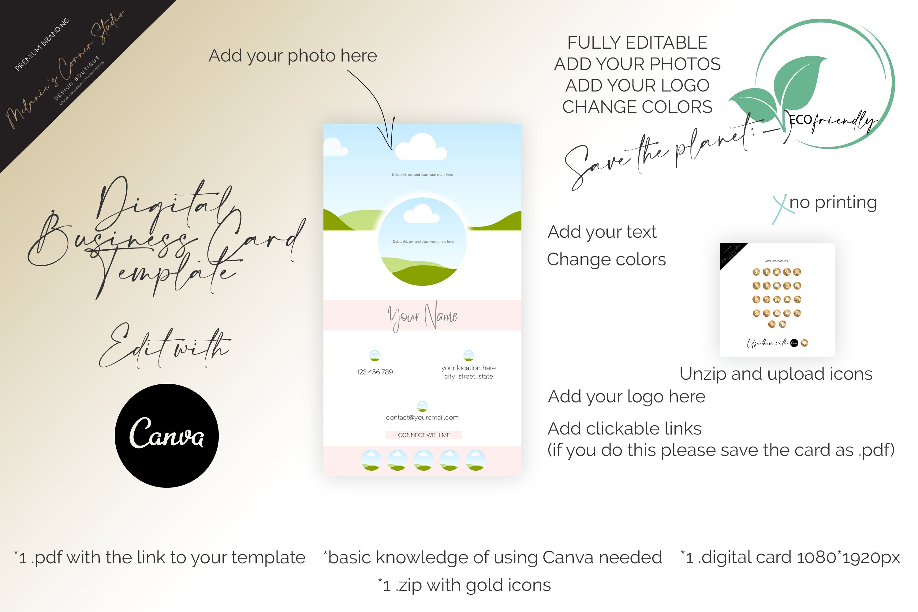 Digital Business Card Template 02 - Etsy