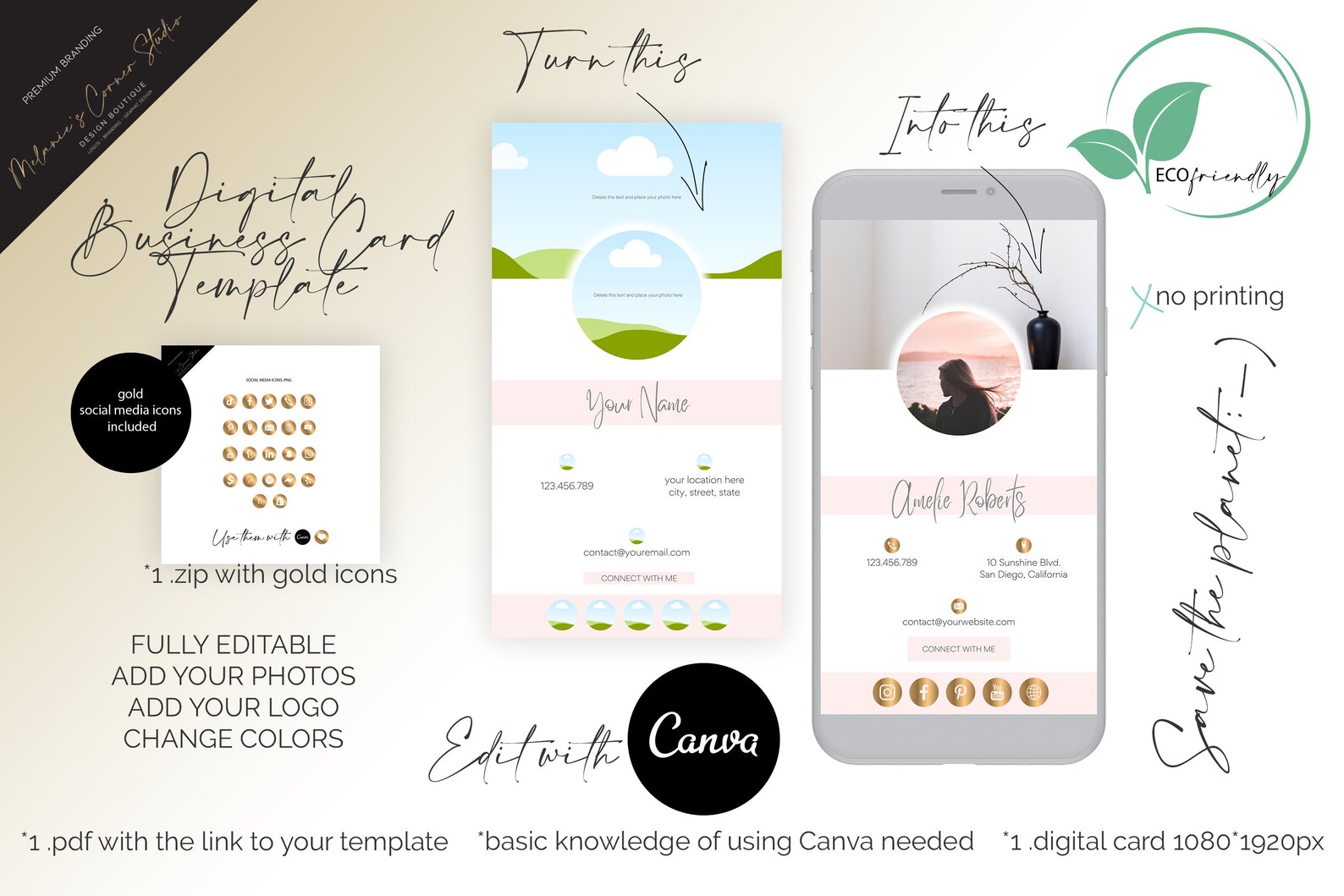 Digital Business Card Template 02 | Etsy