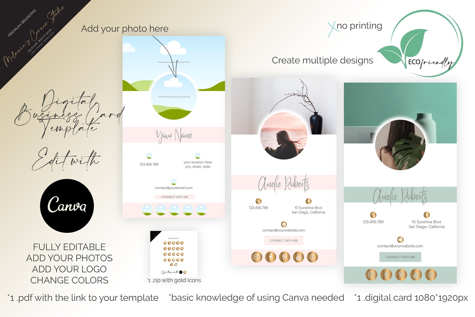 Digital Business Card Template 02 - Etsy