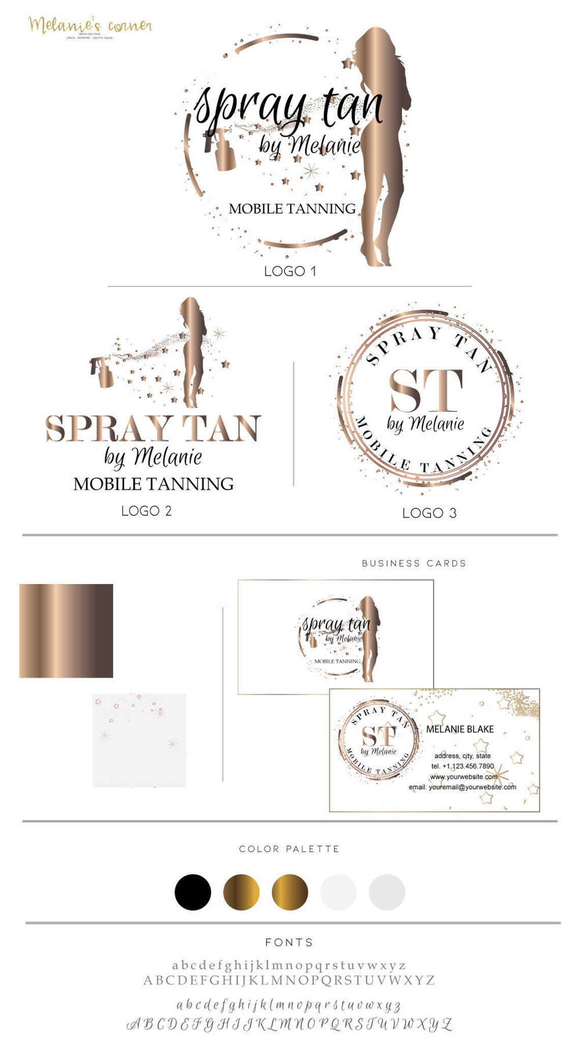 Spray Tan Logo Design, Gold Beauty Salon Branding - Etsy