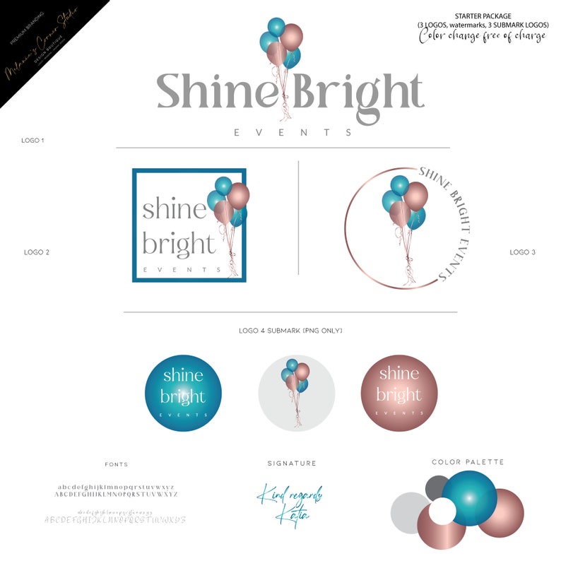 Balloon Decor Logo, Logo Event Planner, Logo Party Planner 661 - Etsy