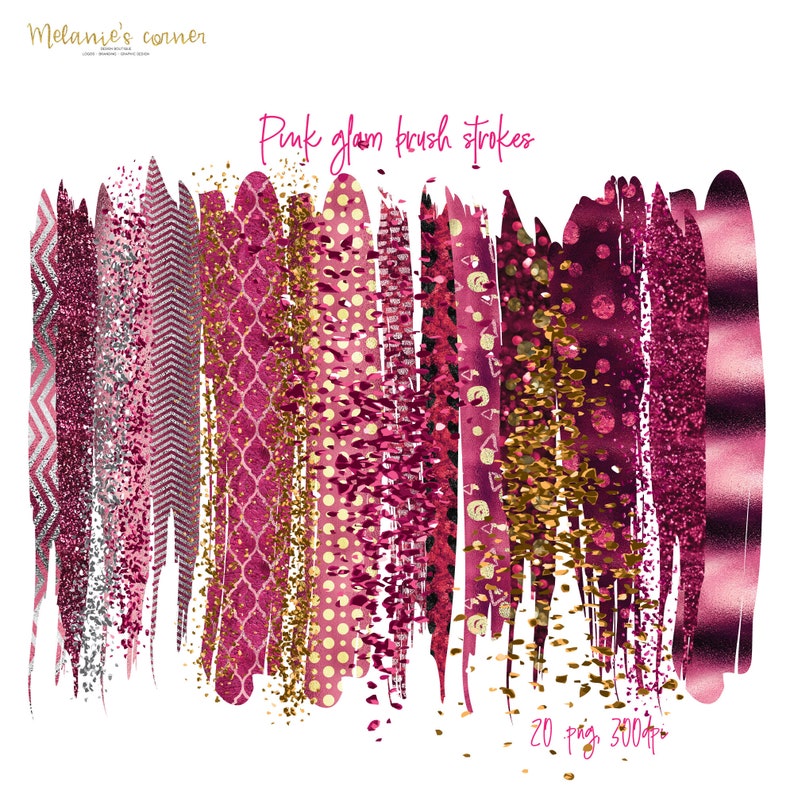 Pink Glitter Brush Strokes Clipart (digital Download) - Etsy
