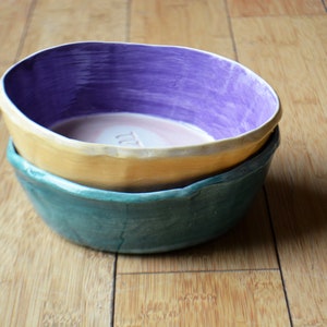 Large Ceramic Dog Bowl Dog Dish Dog Feeder WOOF Colored Dog Dish Custom ...