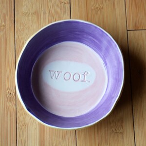 Large Ceramic Dog Bowl Dog Dish Dog Feeder WOOF Colored Dog Dish Custom ...