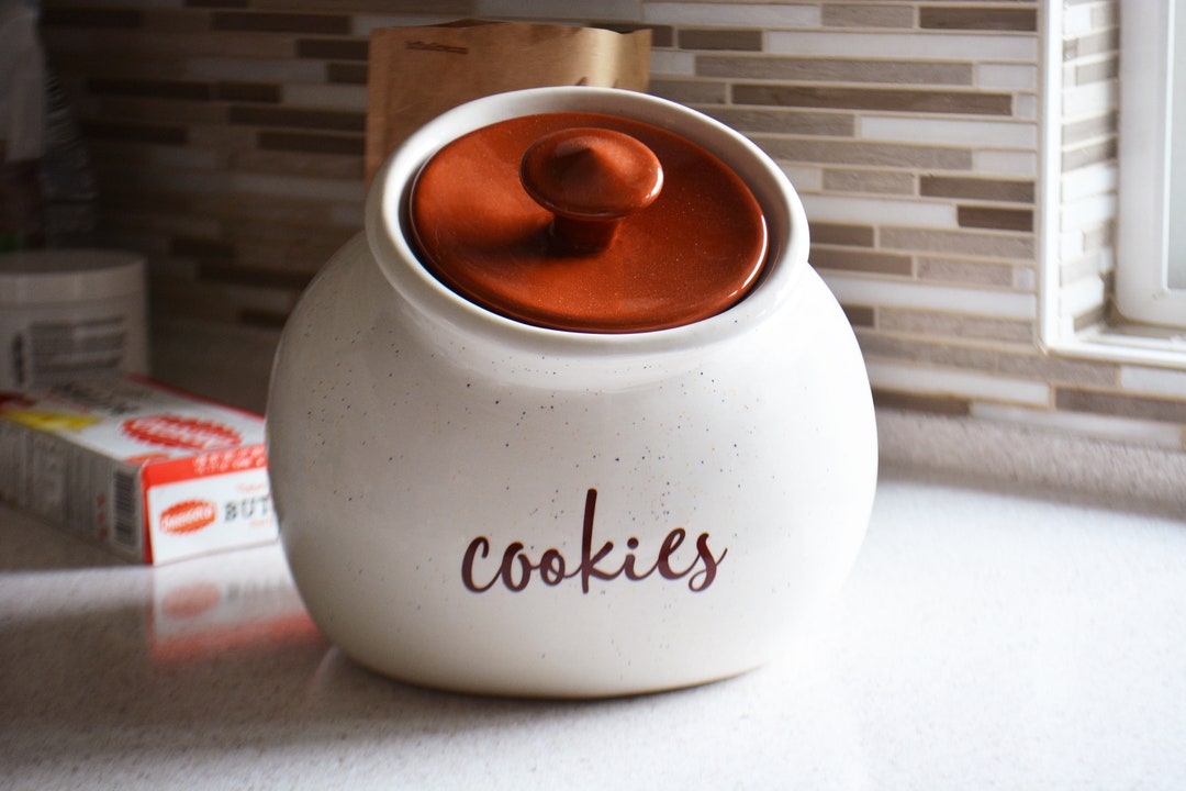 Personalized Large Round Ceramic Kitchen Cookie Jar With Colored Lid - Etsy