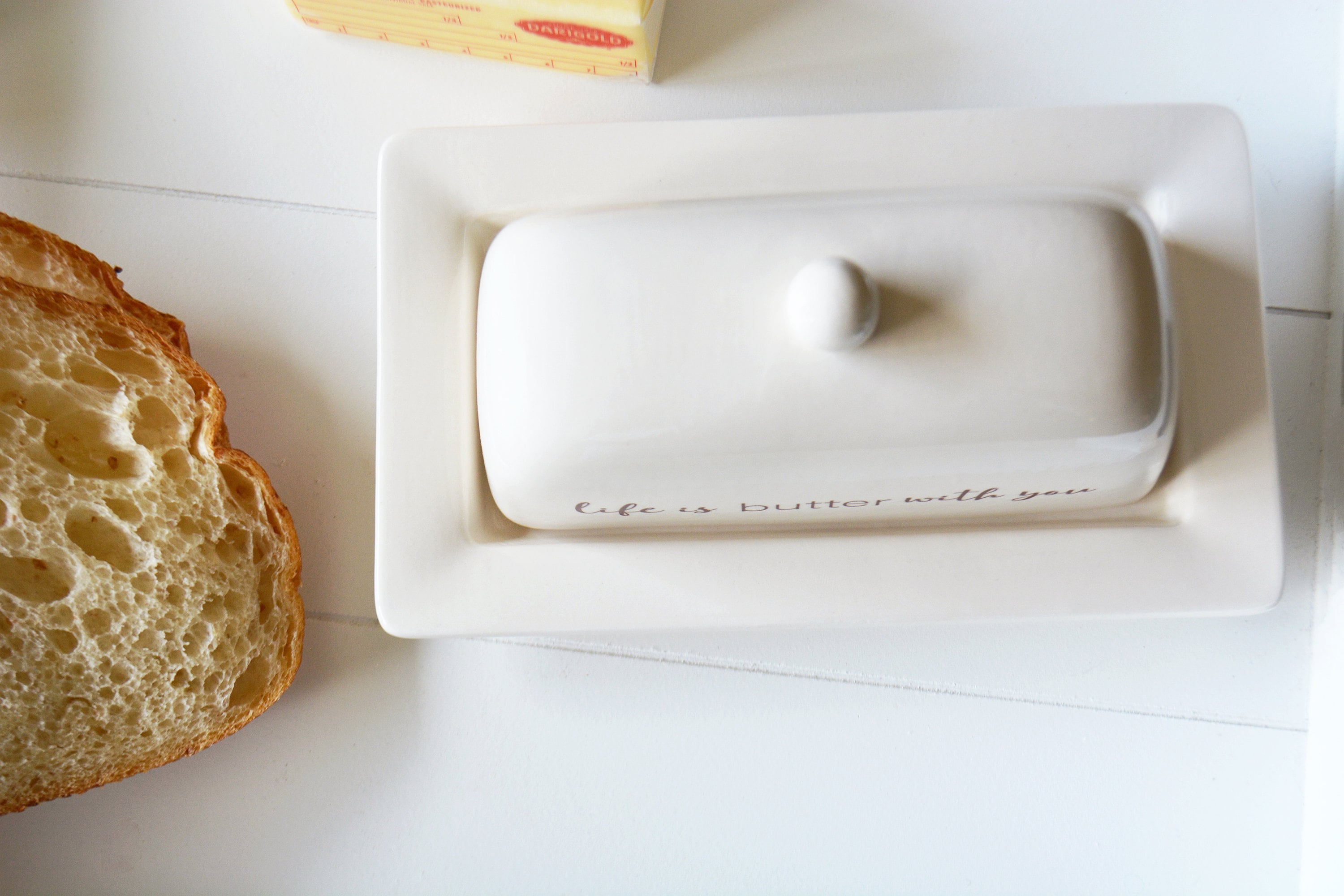Personalized Ceramic Butter Dish With Knob and Text - Custom Butter ...