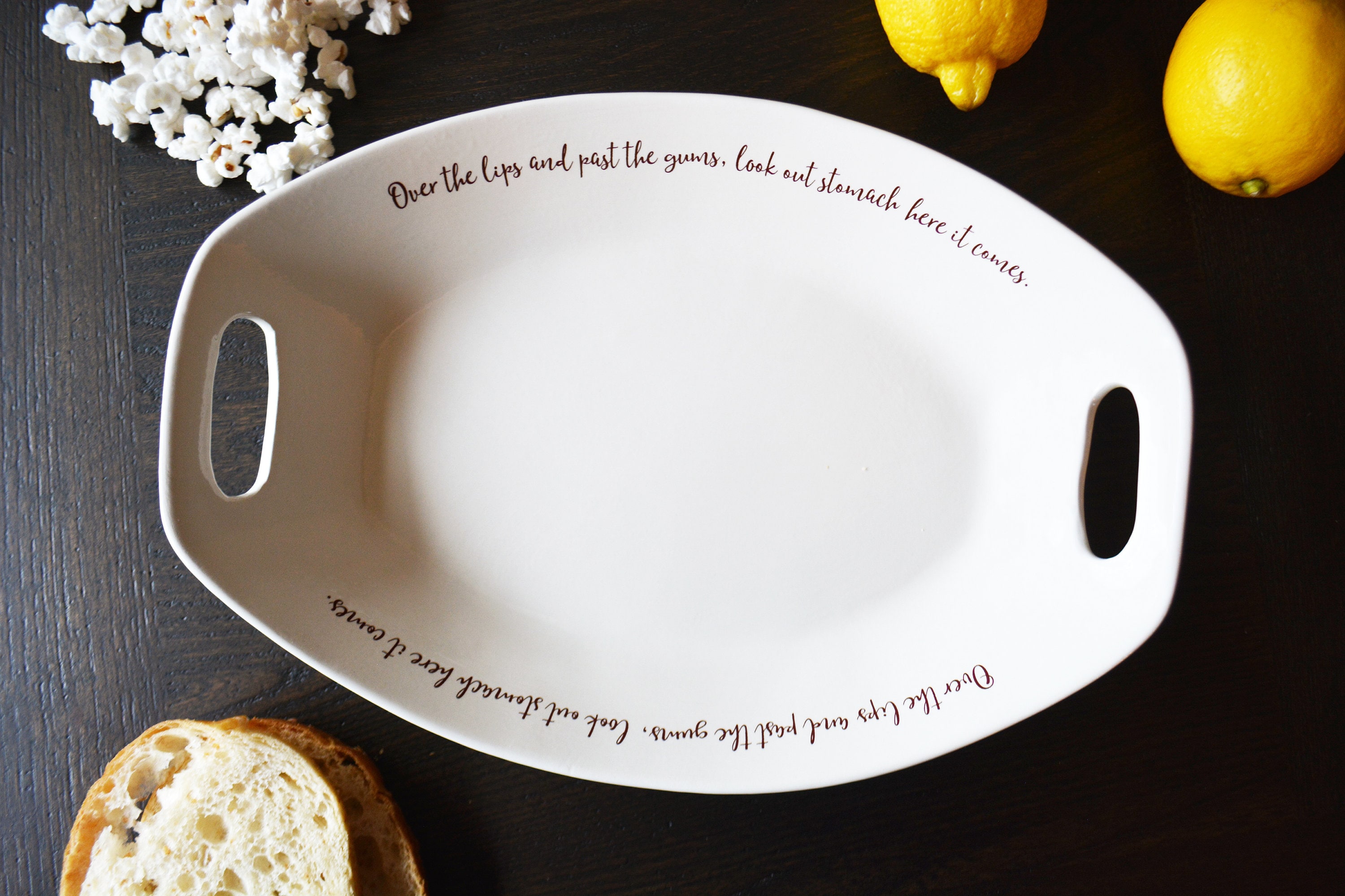 Large Custom Platter With Handles - Personalized Text - White Ceramic ...