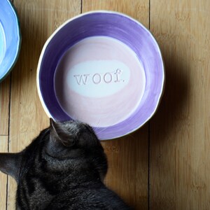 Large Ceramic Dog Bowl Dog Dish Dog Feeder WOOF Colored Dog Dish Custom ...