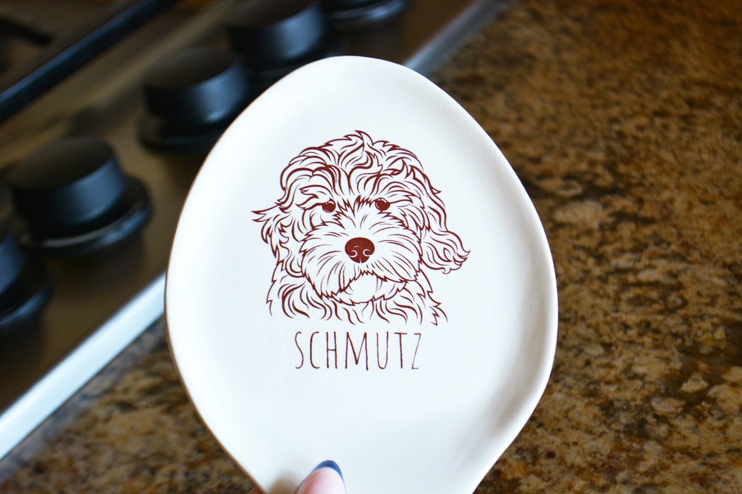 Ceramic Spoon Rest With Custom Dog Breed - White Kitchen Spoon Rest ...