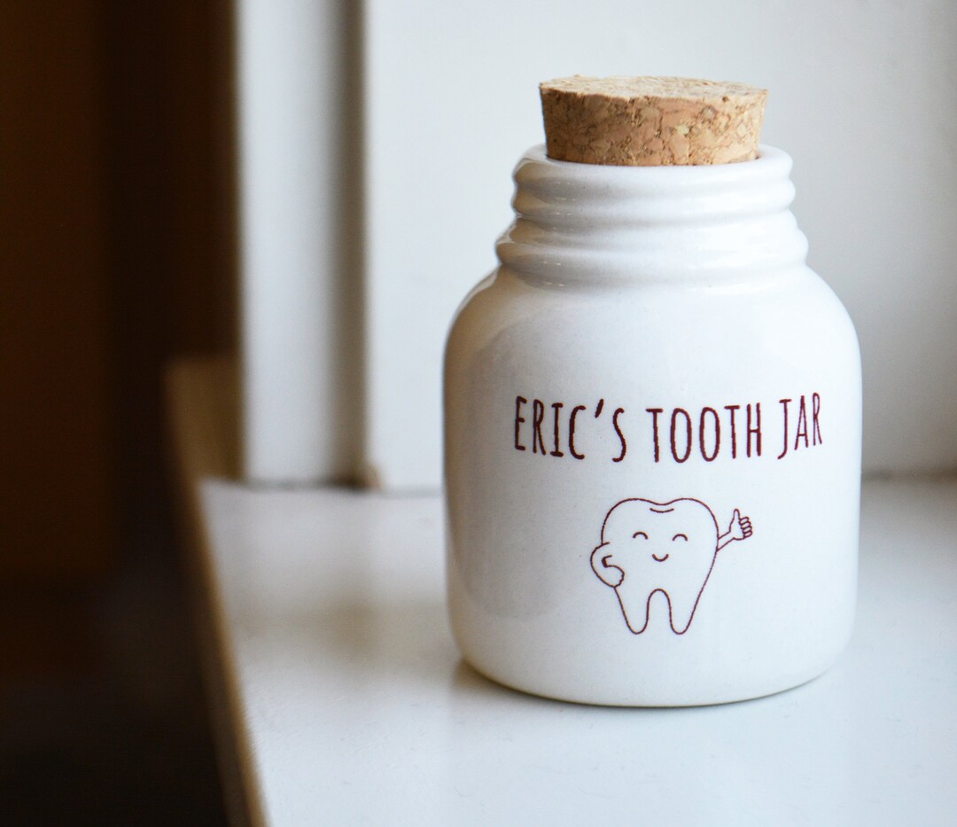 Small Personalized Tooth Fairy Jar With Cork Top for Holding Kids Teeth ...