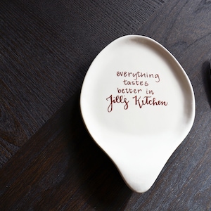 Custom Spoon Rest - Ceramic Spoon Rest With Handwritten Recipe or ...