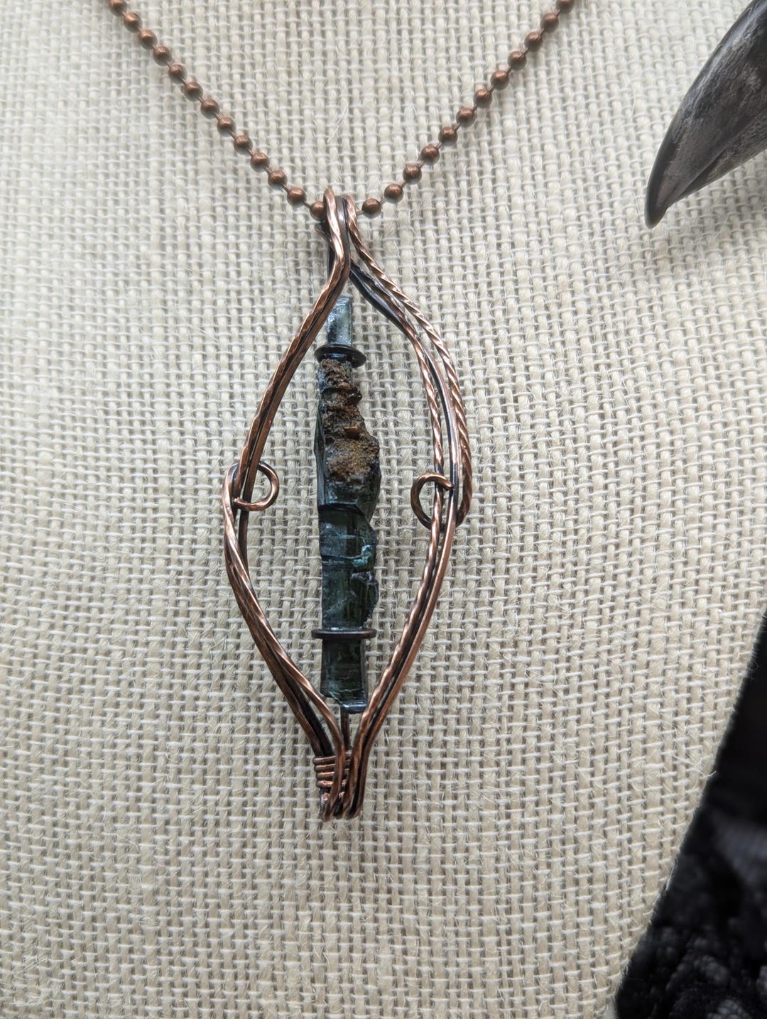 Rare Elegant Deep Green Vivianite Necro Crystal Solid Copper Wire Wrap ...