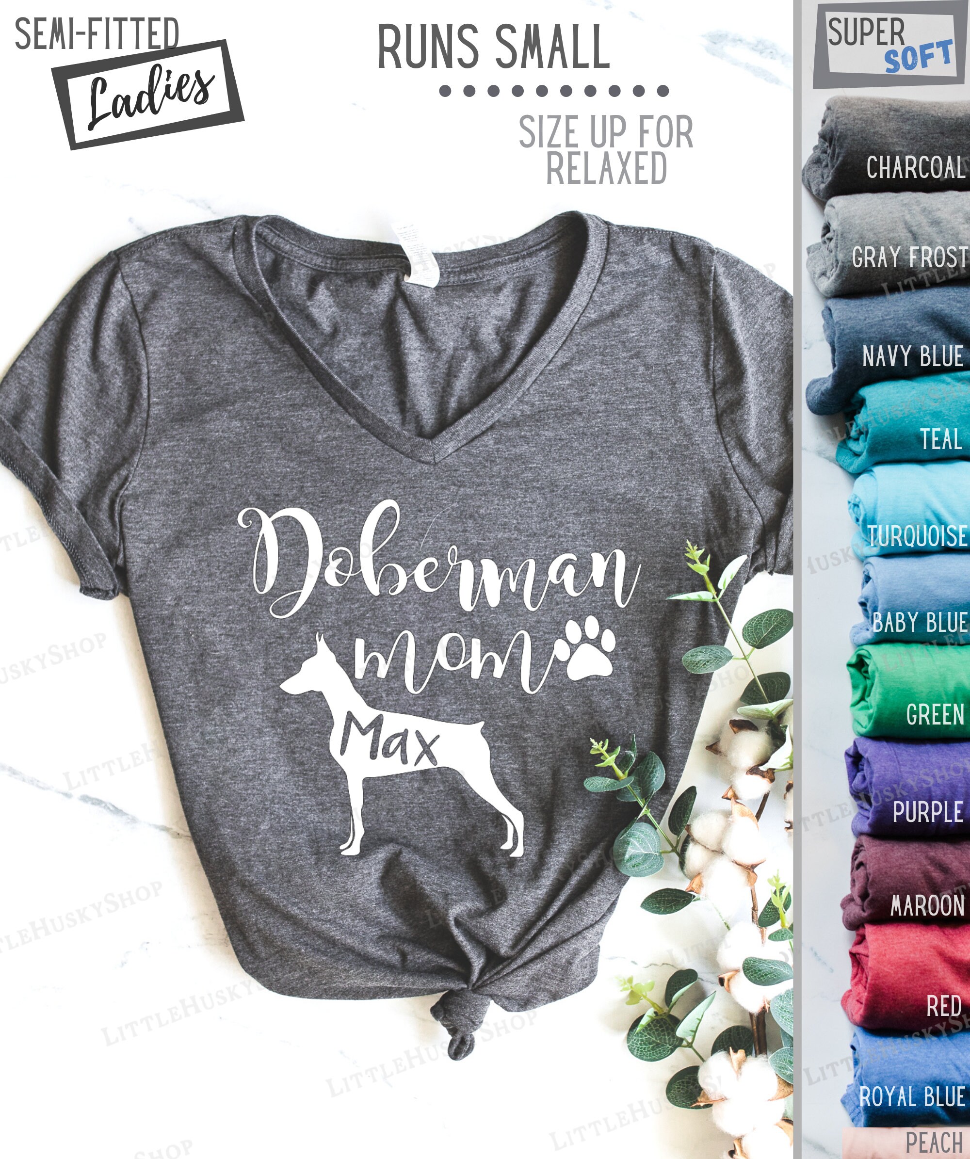 Doberman Mom Shirt With Your Dogs Name - Custom Doberman Shirt - Dobie ...