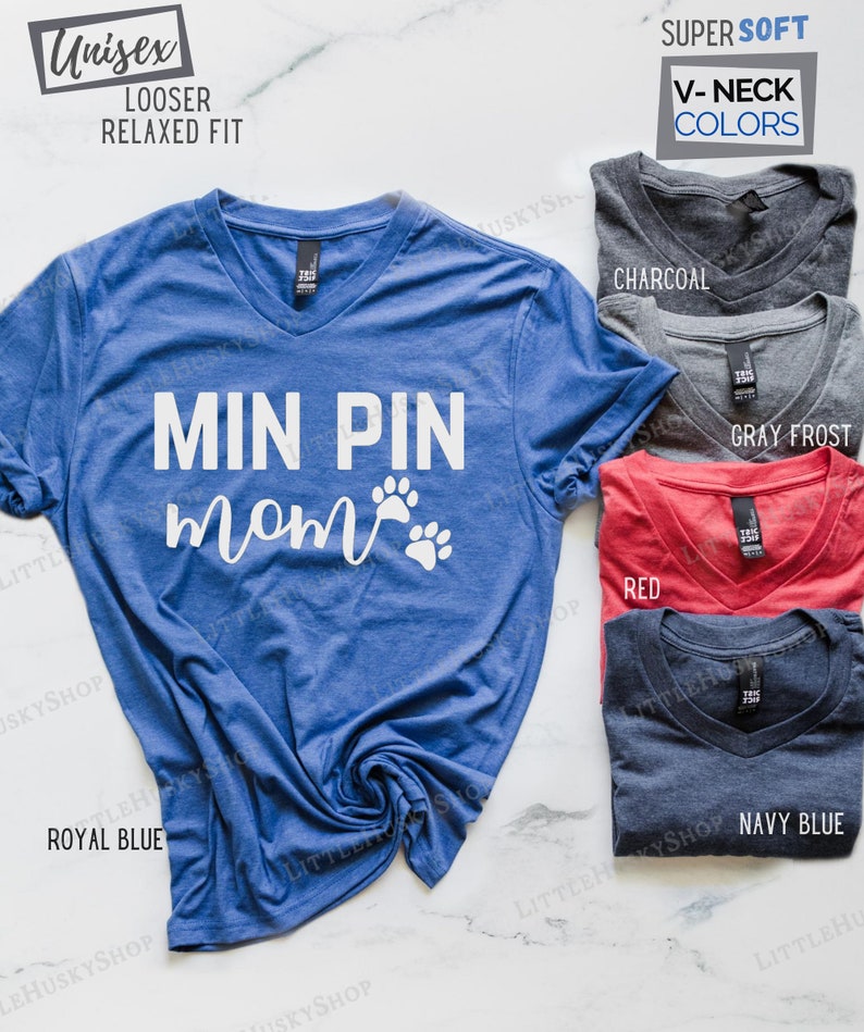 Miniature Pinscher Mom Shirt With Paw Prints - Min Pin Mom - Miniature ...