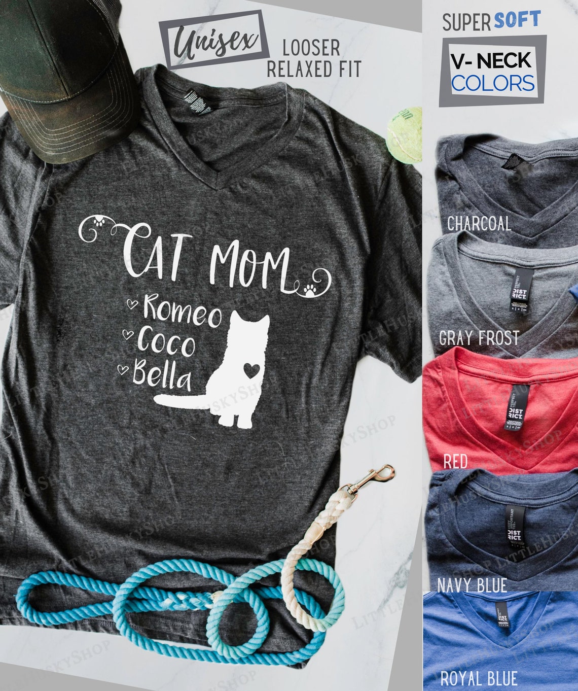 Custom Cat Mom Shirt with Cat Names Pet Name Customize Shirt | Etsy