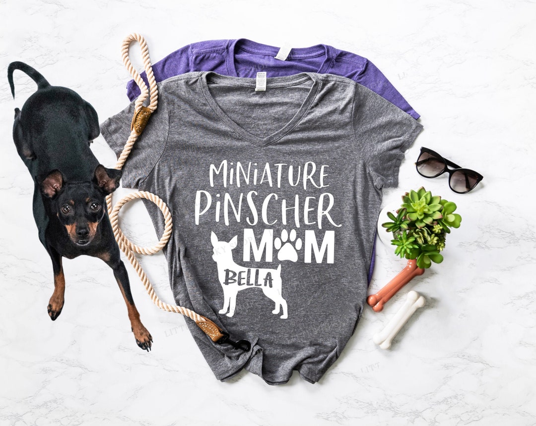 Miniature Pinscher Mom Shirt With Paw Prints - Min Pin Mom - Miniature ...