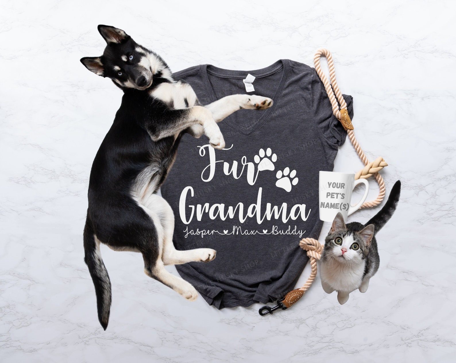 Fur Grandma Shirt With Your Pet Names Cat Grandma Ferret | Etsy