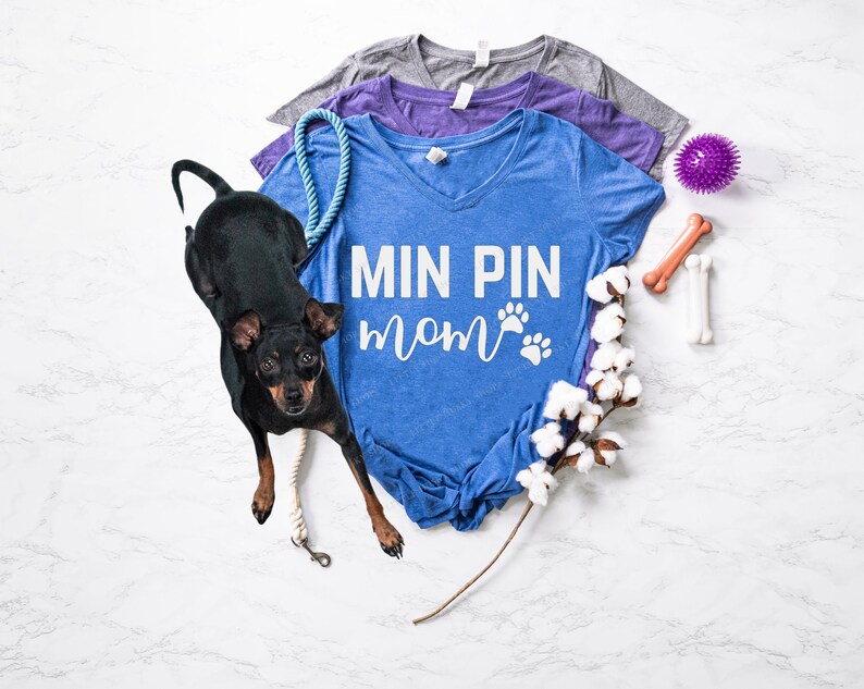 Miniature Pinscher Mom Shirt With Paw Prints - Min Pin Mom - Miniature ...