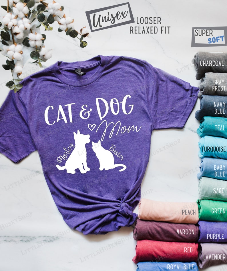 Personalized Cat and Dog Mom Shirt with Your Breed Mom of | Etsy