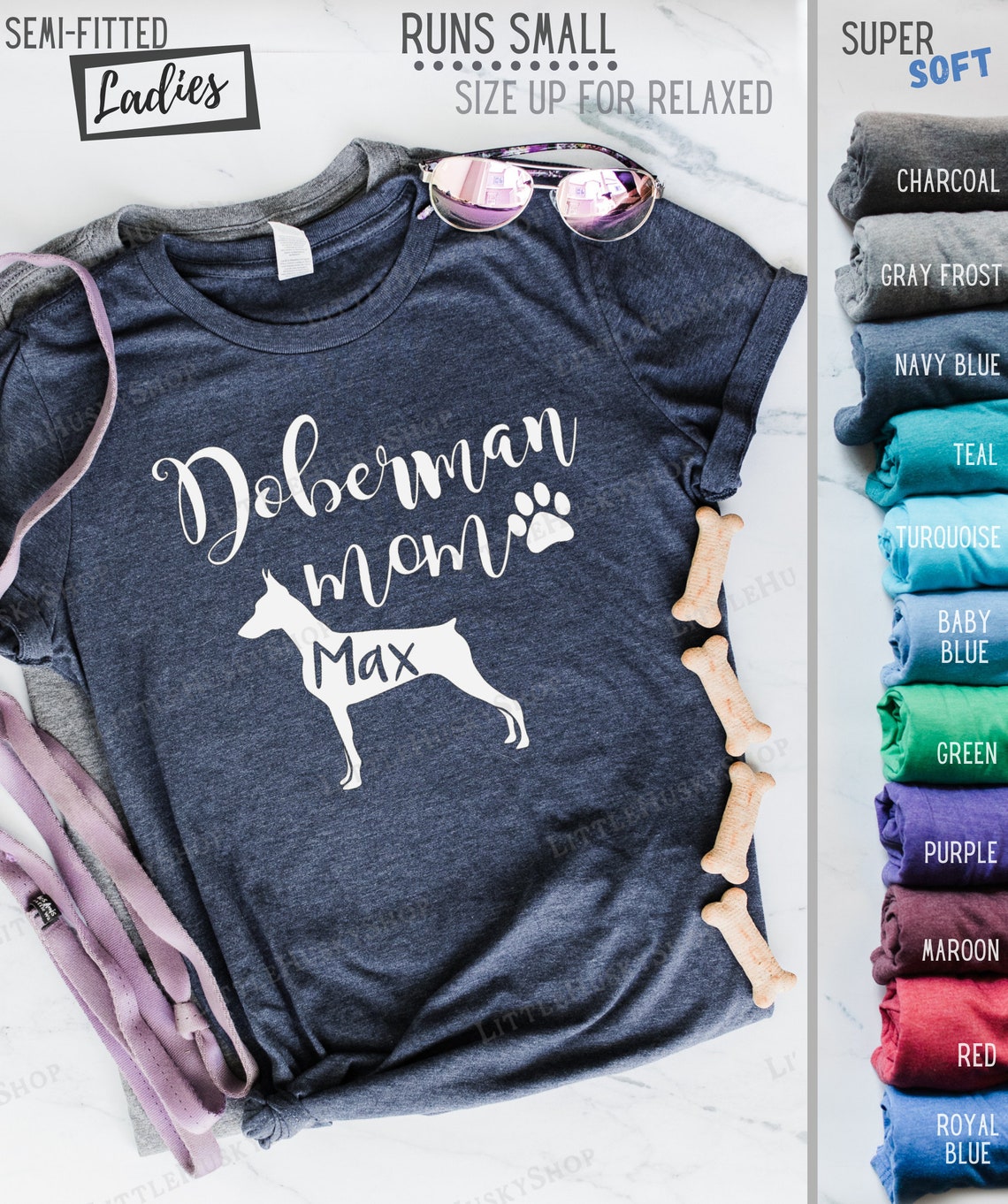 Doberman Mom Shirt With Your Dogs Name - Custom Doberman Shirt - Dobie ...