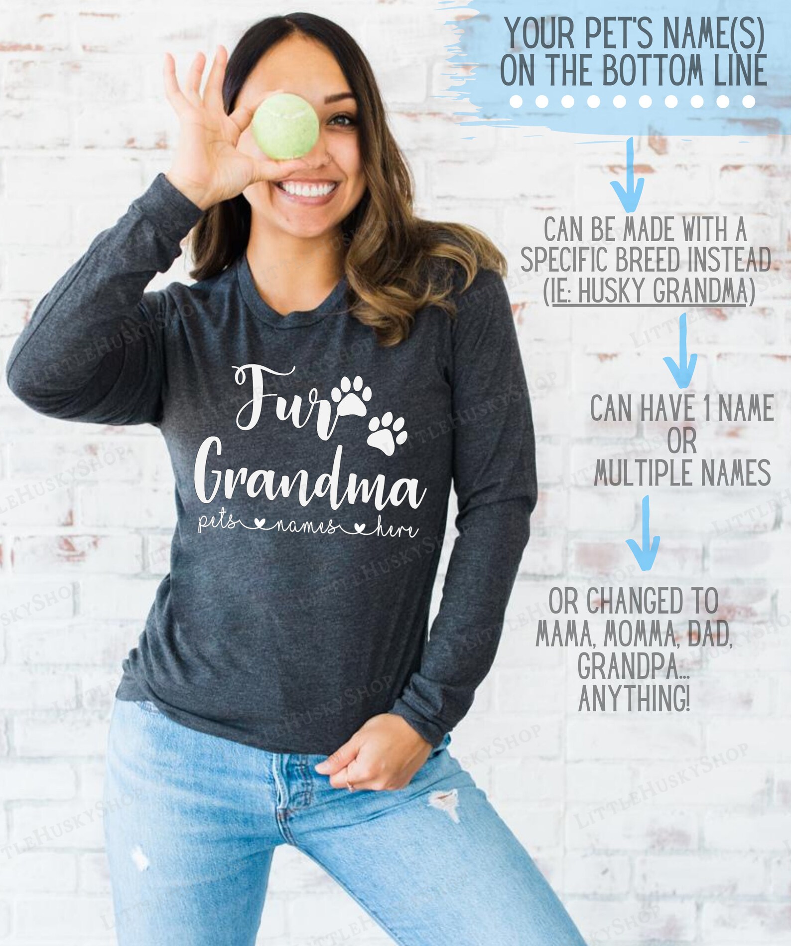 Fur Grandma Shirt With Your Pet Names Cat Grandma Ferret - Etsy