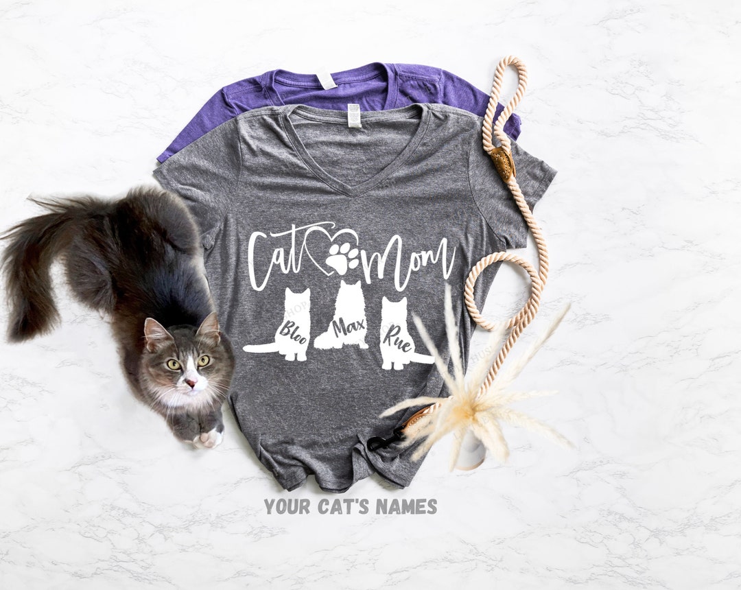 Personalized Cat Mom Shirt With YOUR Cat's Names and Body Shapes - Cat ...