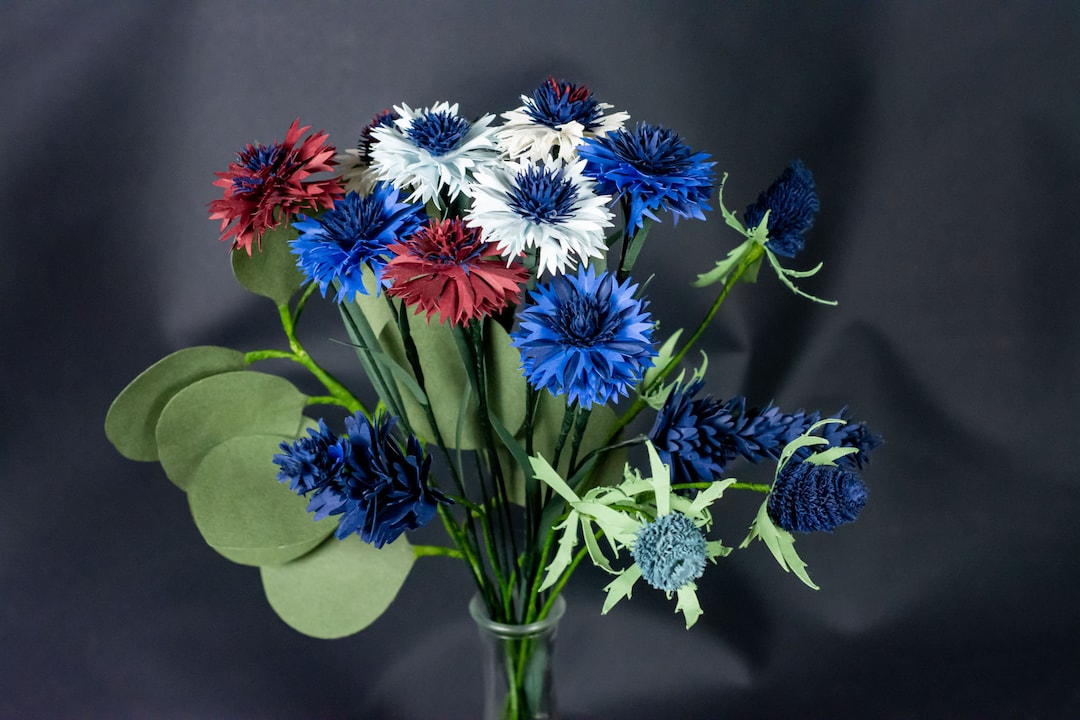 Paper Cornflower, Paper Cornflower Bouquet, Home Decor, Party Decor ...