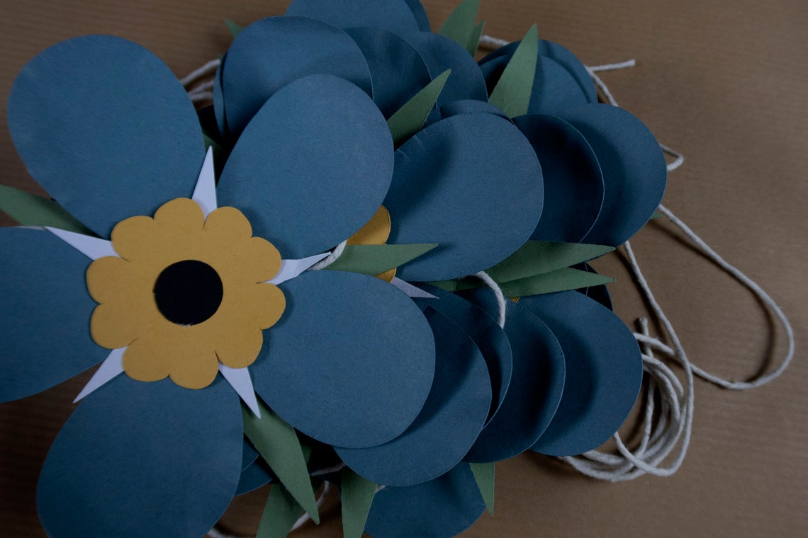 Extra Large Forget-me-not Floral Garland, Party Decor, Paper Garland ...