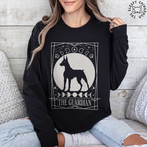 Doberman Pinscher Moon Phases Tarot Longsleeve Tee, Doberman Dog Mom ...