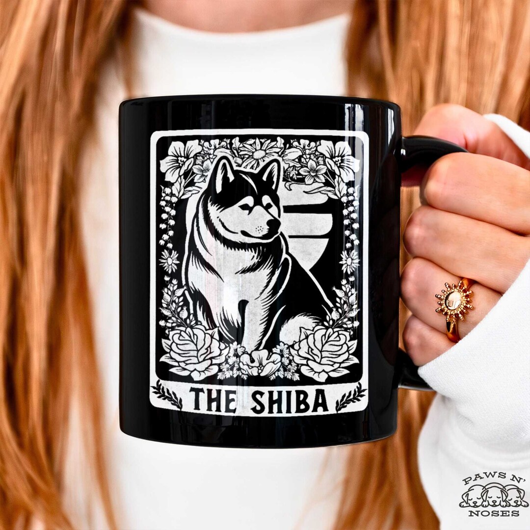 Shiba Inu Lover Black 11oz Ceramic Mug, Cute Shiba Inu Tarot Card ...