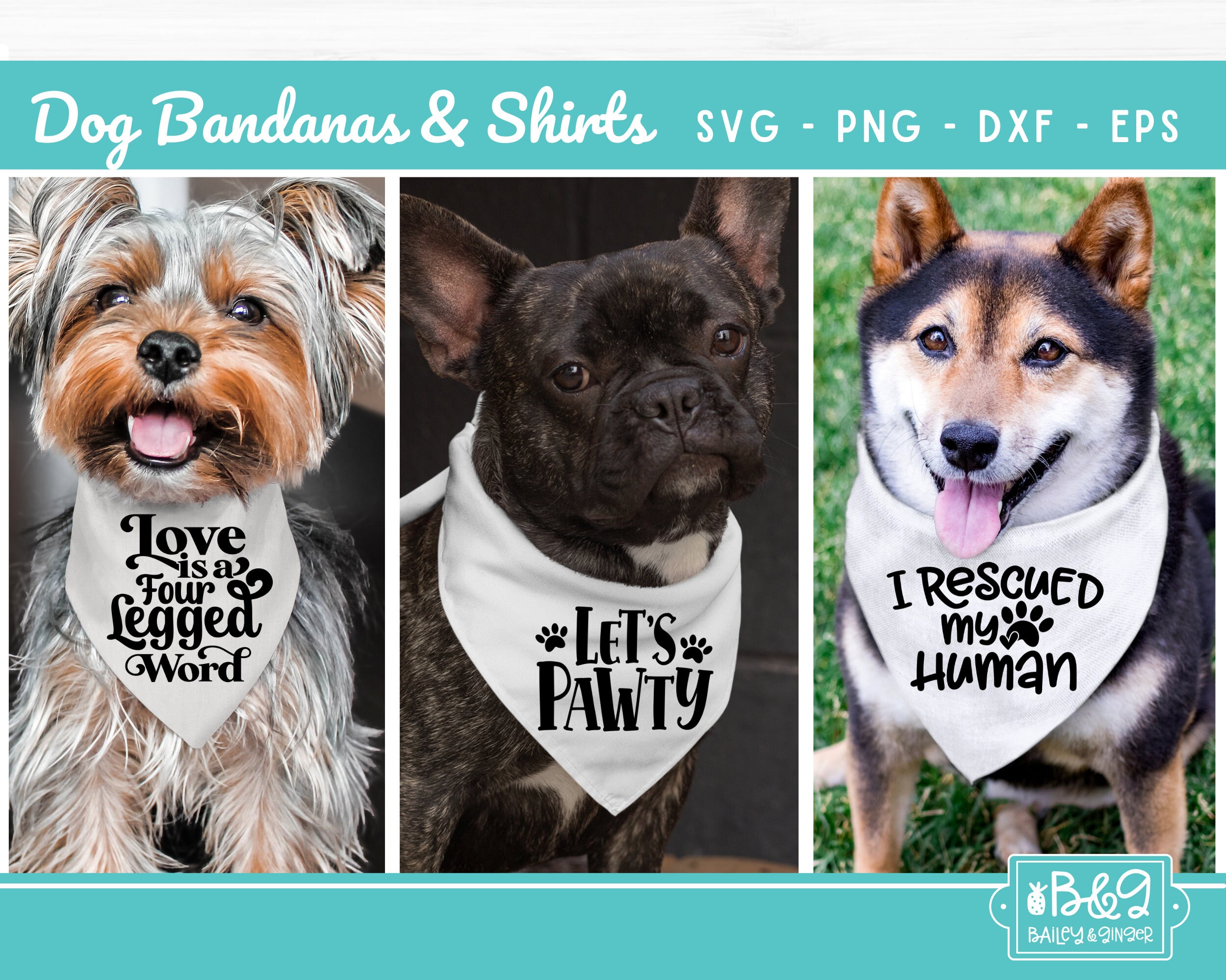 Dog SVG Bundle - Dog Bandana and Shirt SVG Cut File Bundle, Commercial ...