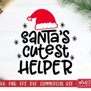 Santa's Cutest Helper Kids Christmas SVG Cut File - Kids Shirt SVG Cut ...