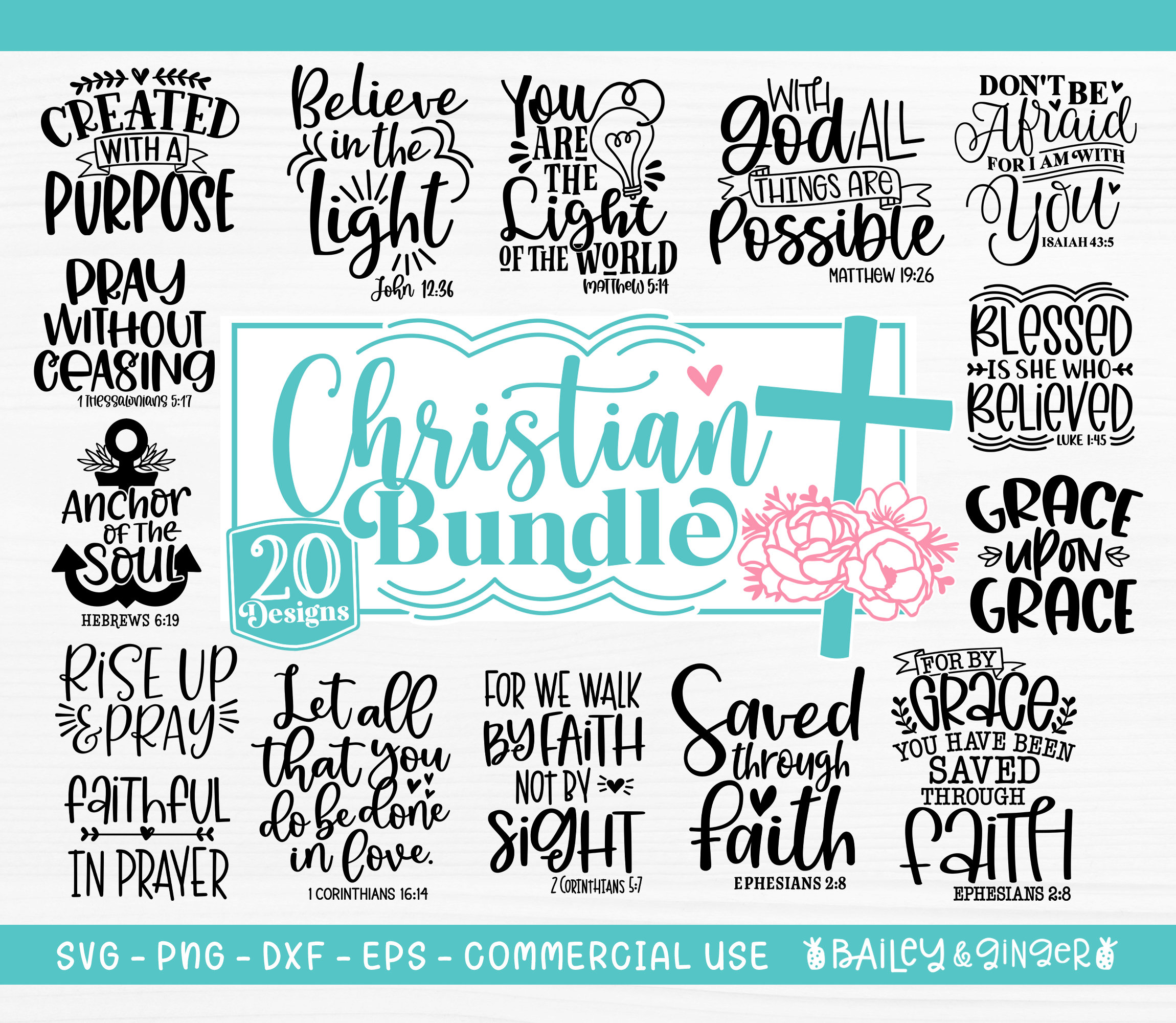 Christian SVG Bundle Pretty Scripture and Bible Verse SVG - Etsy