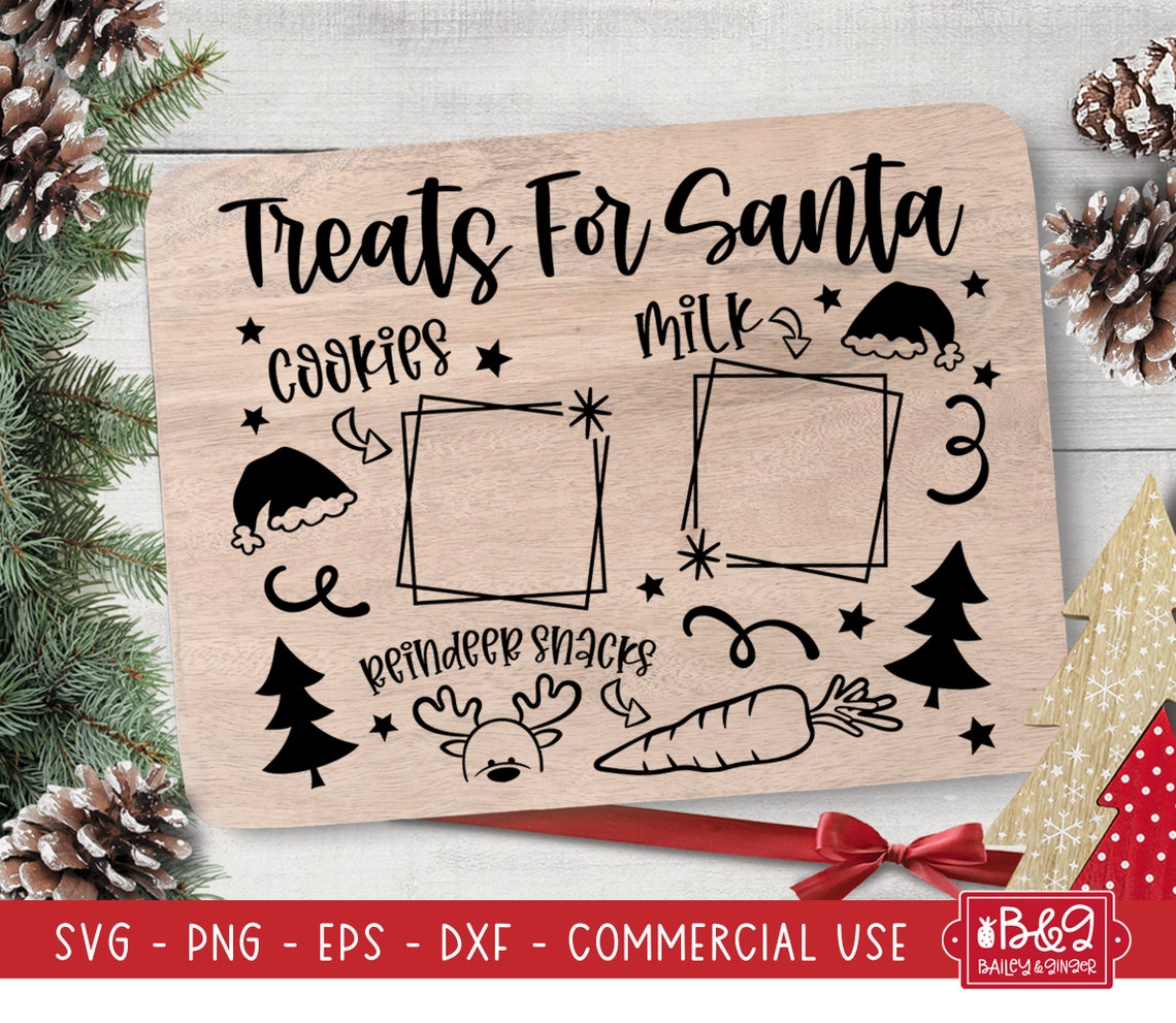 Christmas Santa Tray SVG Treats for Santa DIY Milk and - Etsy
