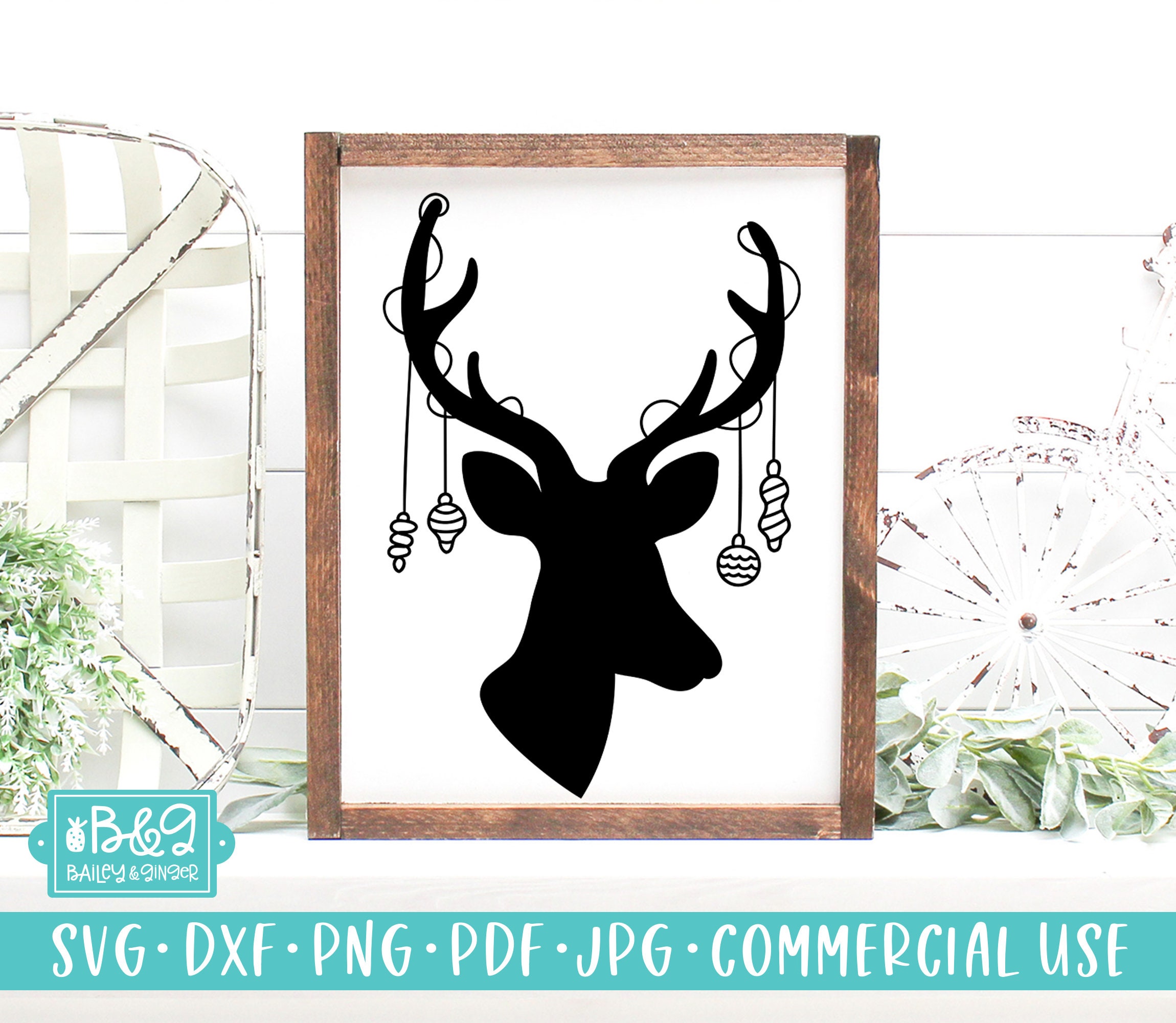 Reindeer SVG, Christmas Sign SVG Cut File, Commercial Use SVG ...