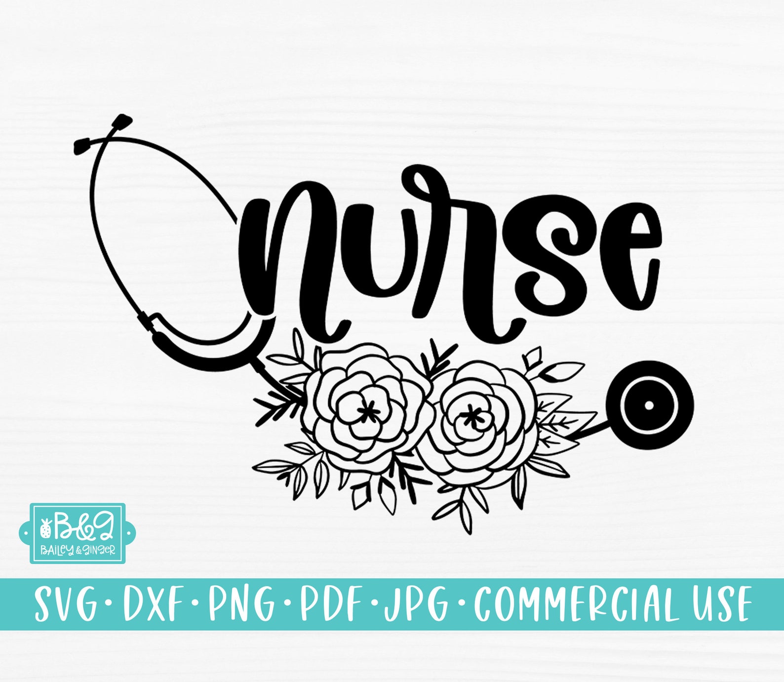 Floral Nurse SVG File, Cute Nurse With Stethoscope and Flowers ...