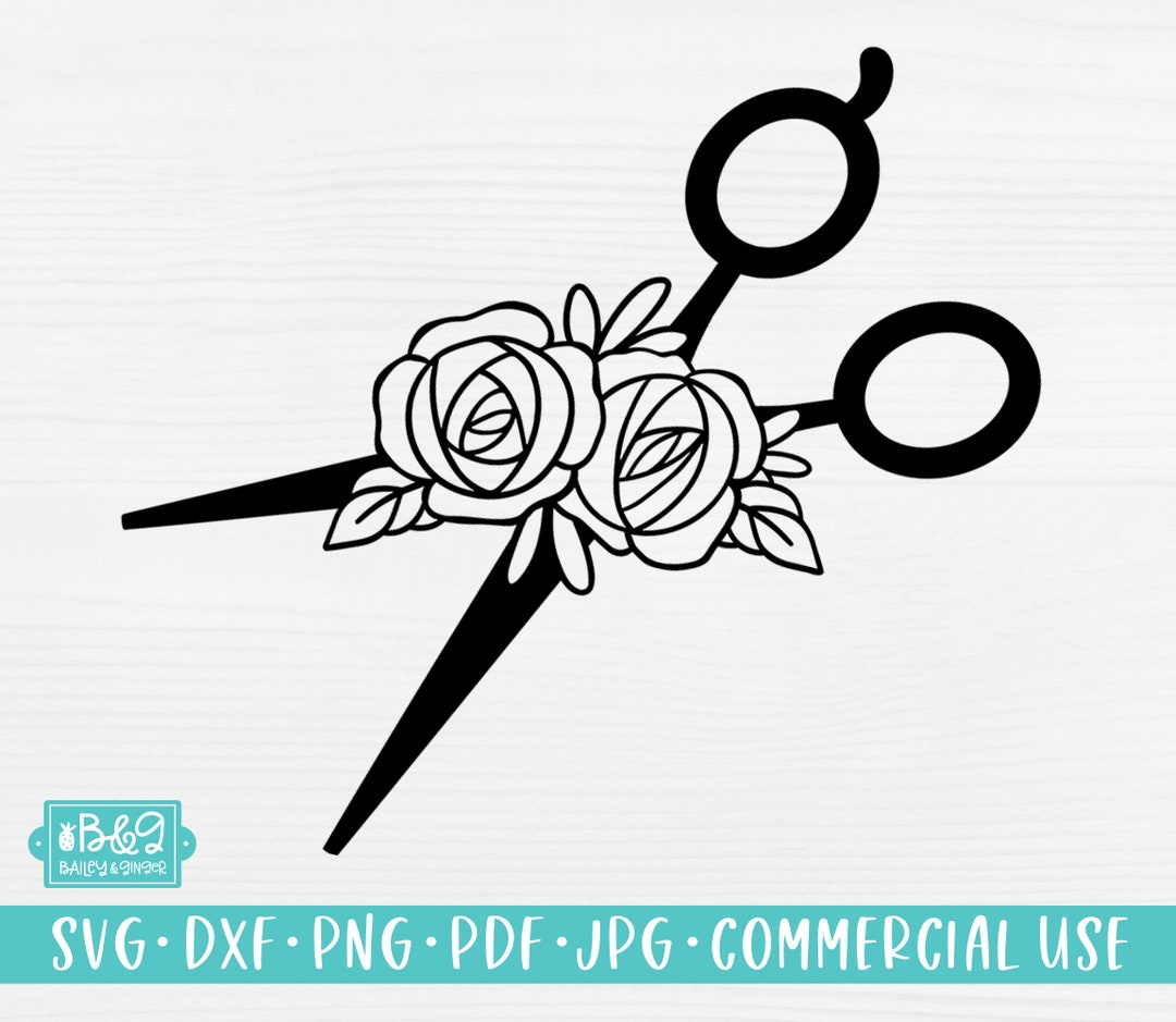Floral Scissors SVG, Hairdresser SVG Cut File for Cricut or Silhouette ...