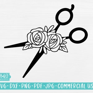 Floral Scissors SVG, Hairdresser SVG Cut File for Cricut or Silhouette ...
