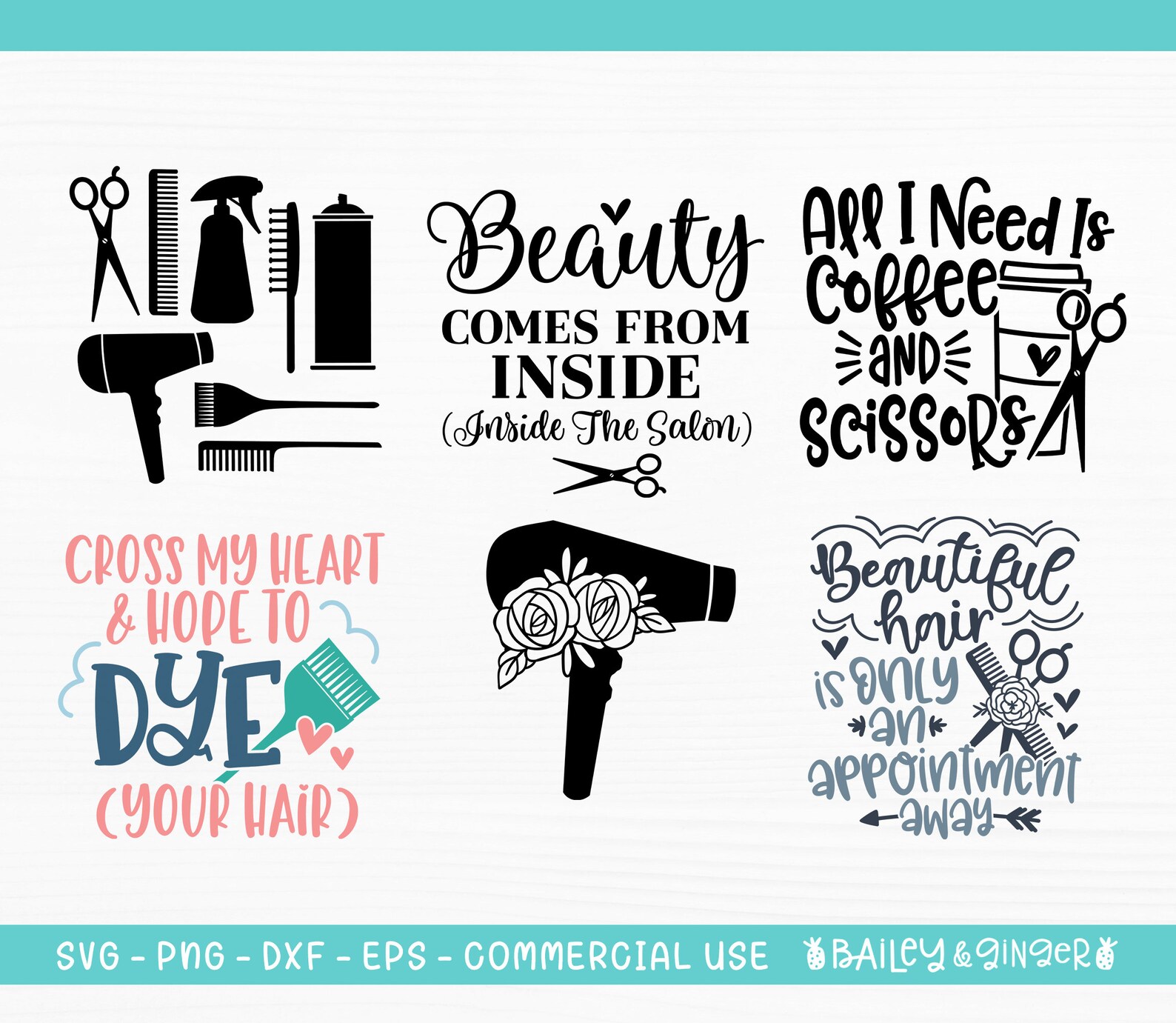 Hairdresser SVG Bundle, Hair Stylist SVG Bundle, Commercial Use SVG Cut ...