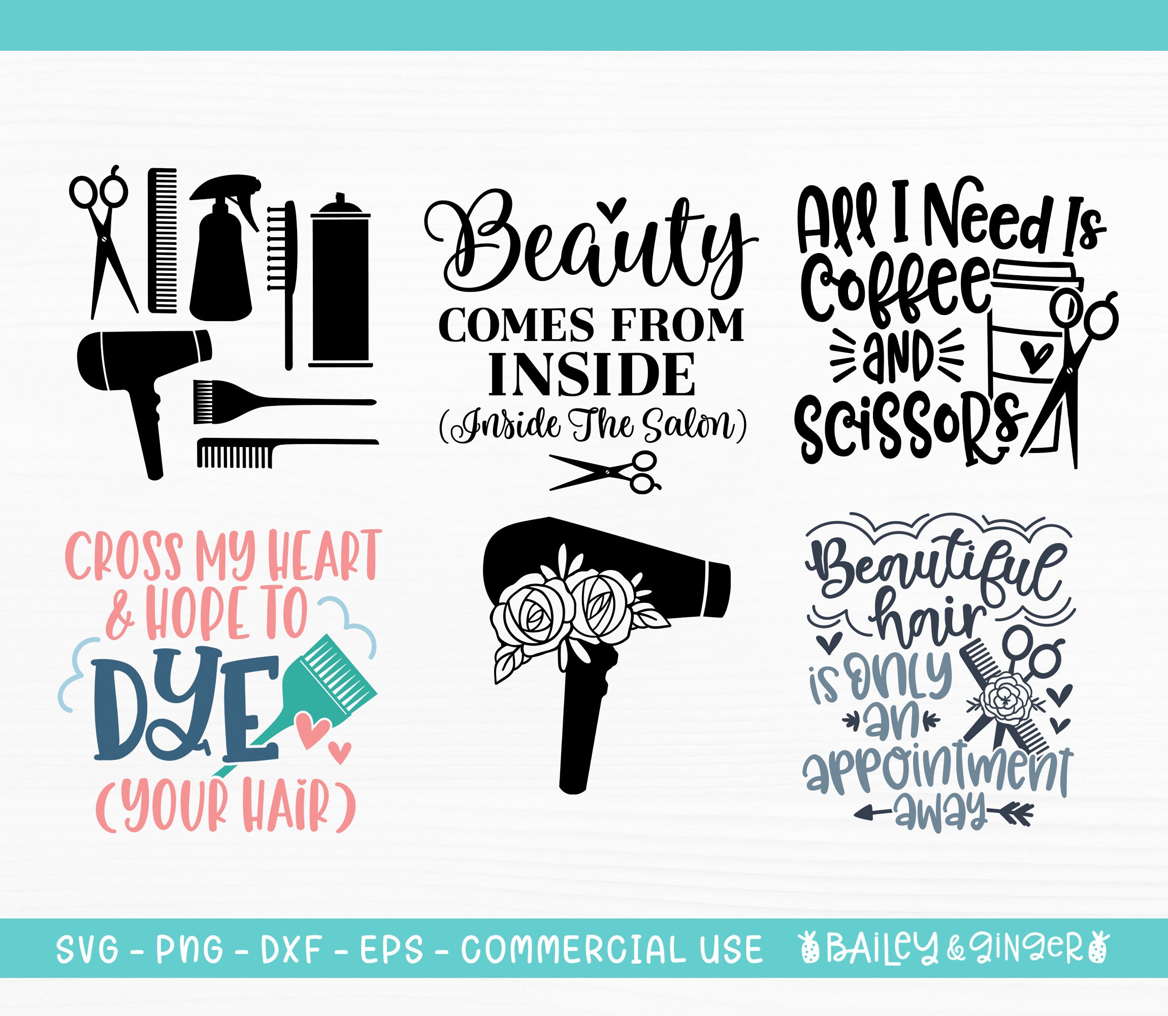 Hairdresser SVG Bundle, Hair Stylist SVG Bundle, Commercial Use SVG Cut ...