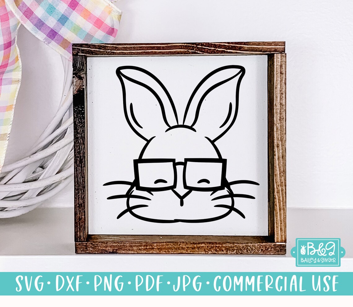Bunny Face SVG Bunny With Glasses SVG Cut File for T Shirts - Etsy