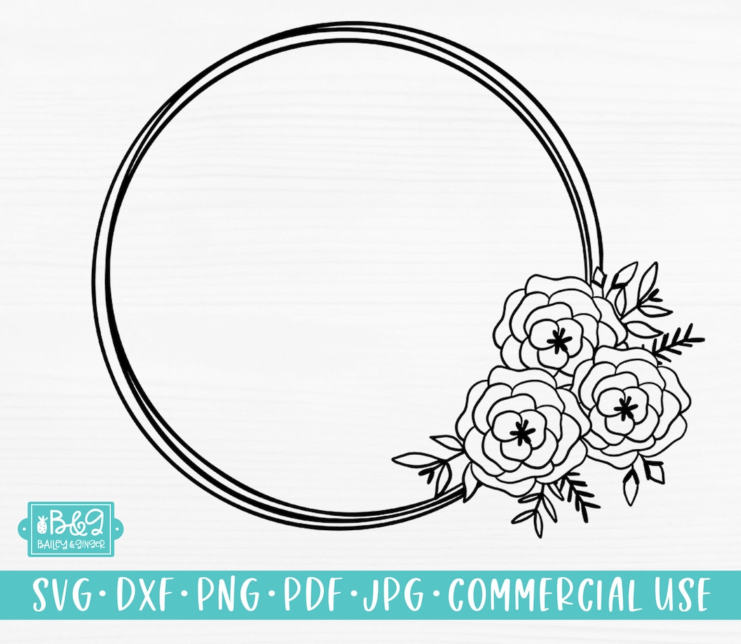 Floral Circle Frame SVG Cutting File, Monogram Frame SVG, Commercial ...