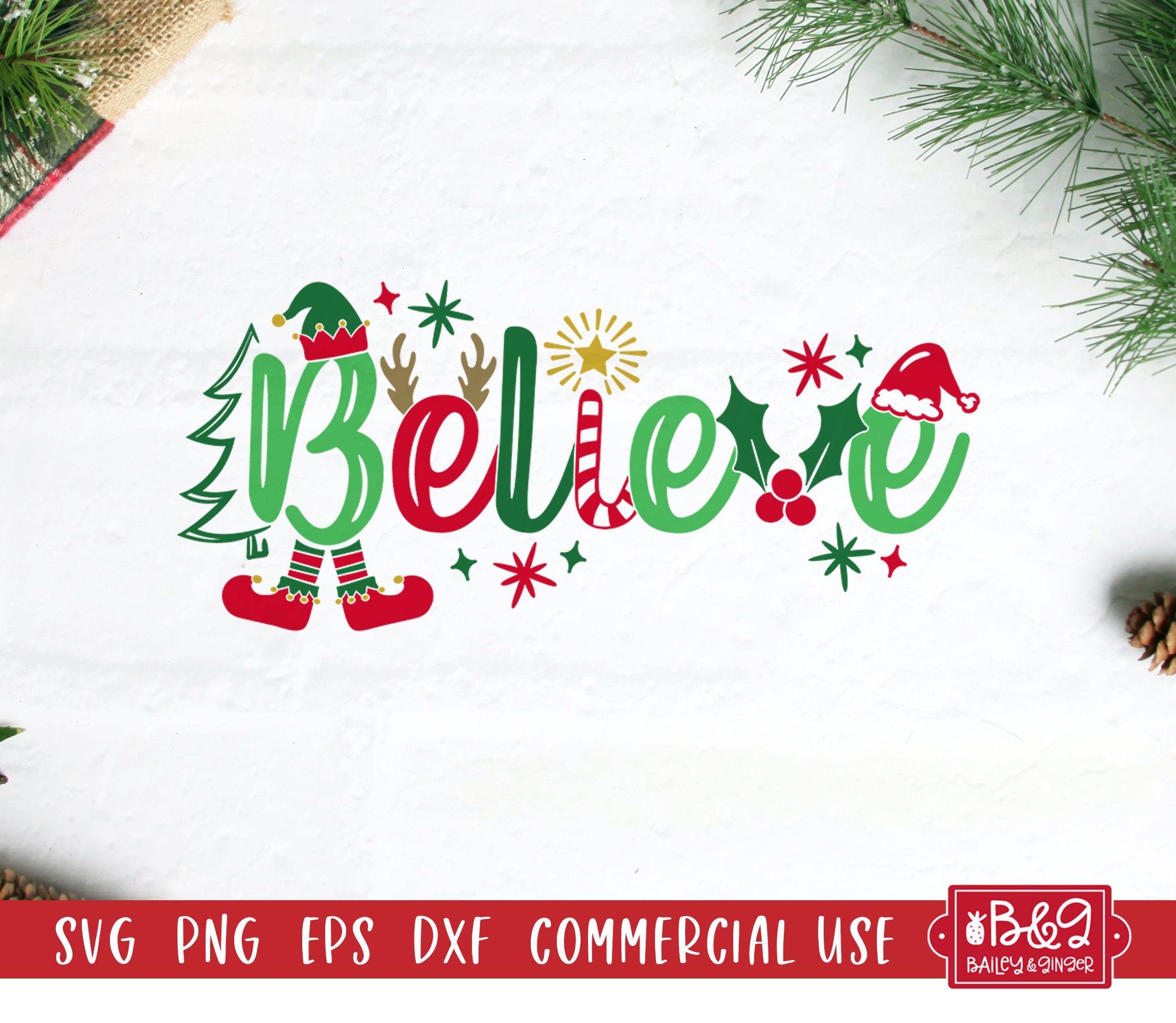 Believe Christmas SVG File for Shirts Cute Christmas SVG Cut | Etsy